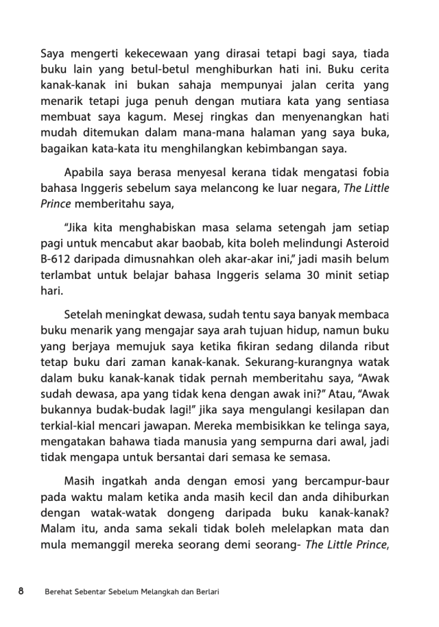 Berehat Sebentar Sebelum Melangkah dan Berlari - Buku - PTS